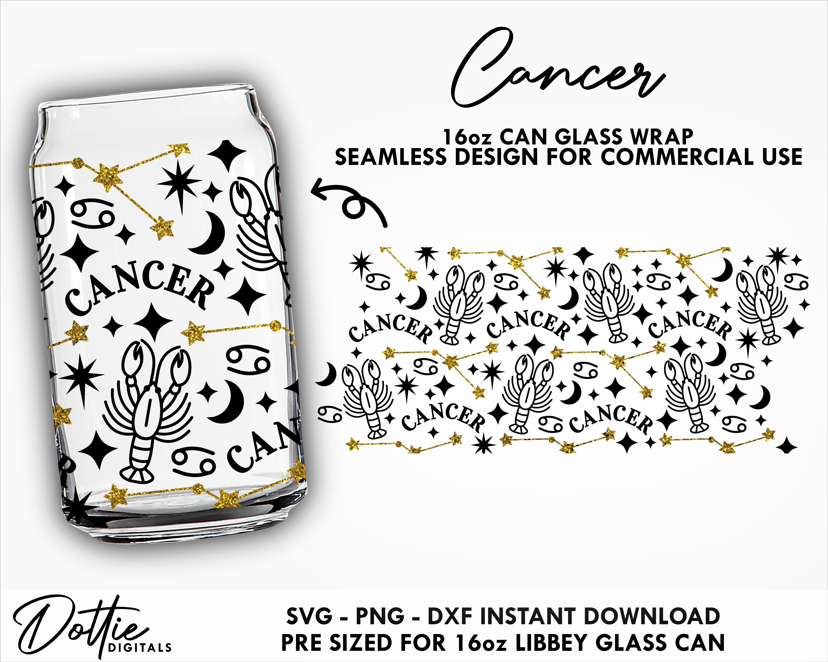 Cancer Glass Wrap SVG Star Sign Zodiac Symbol Constellation - Etsy