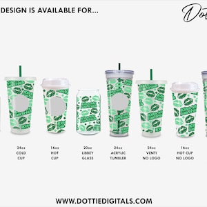 Kiss Me I'm Irish Sbux Cold Cup No Hole SVG PNG Dxf No Gap St Paddys ...