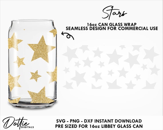Stars 16 Oz Glass Can Cutfile SVG PNG DXF Simple Shapes Easy | Etsy