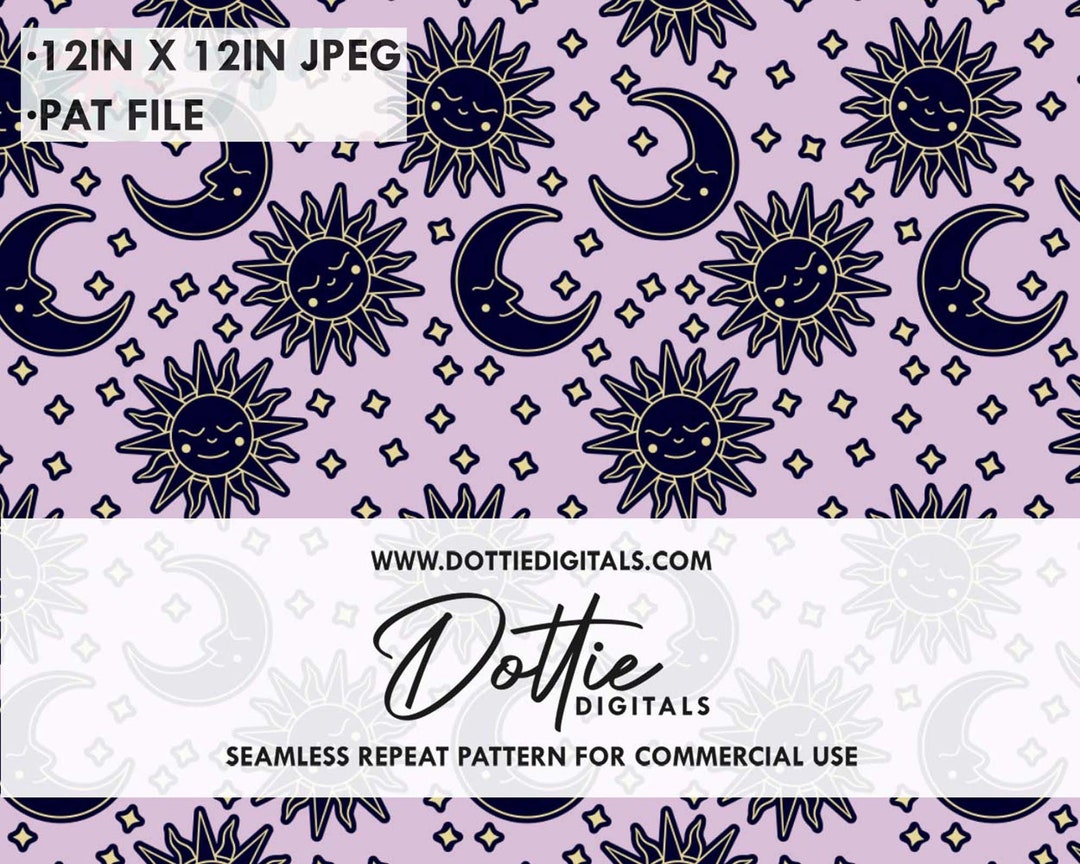 Purple Mystical Sun Moon Seamless Pattern Repeat Pattern JPG - Etsy