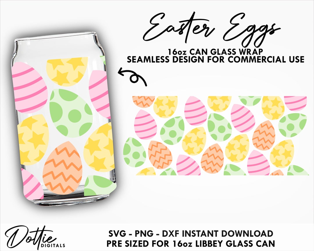 Easter Egg Glass Wrap SVG Spring Chocolate Eggs Hunt Patterned 16oz Can ...