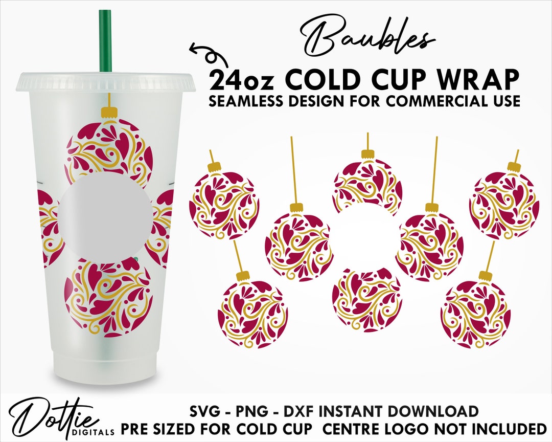 Christmas Baubles Sbux Cold Cup SVG PNG DXF Festive Xmas Decoration ...