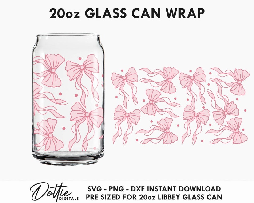 Flowy Flowing Bows 20oz Libbey Glass Can SVG - Valentines Beer Can Svg ...