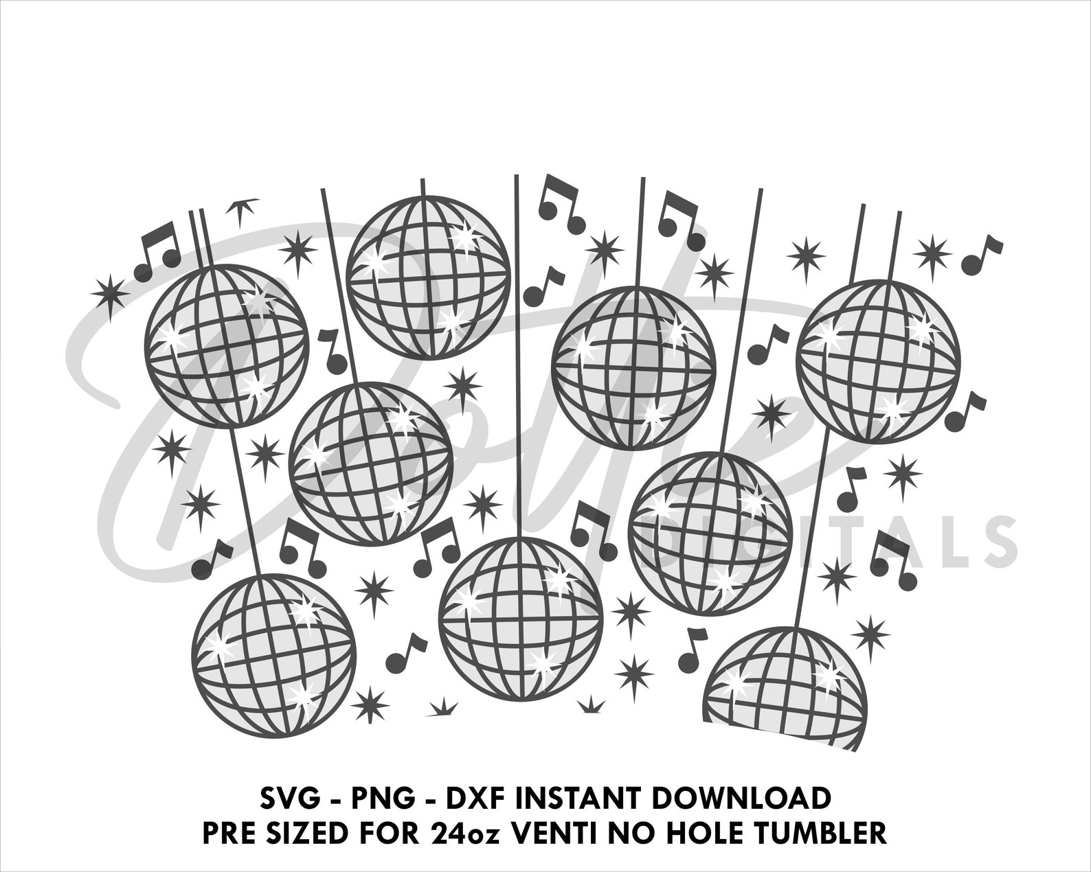 Disco Balls Sbux Cold Cup No Hole SVG PNG Dxf No Gap Party Glitter Ball ...