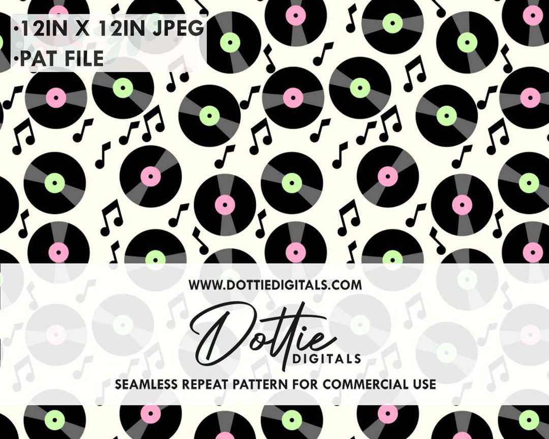 Vinyl Records Seamless Pattern - Vintage Music Repeat Pattern JPG PAT ...