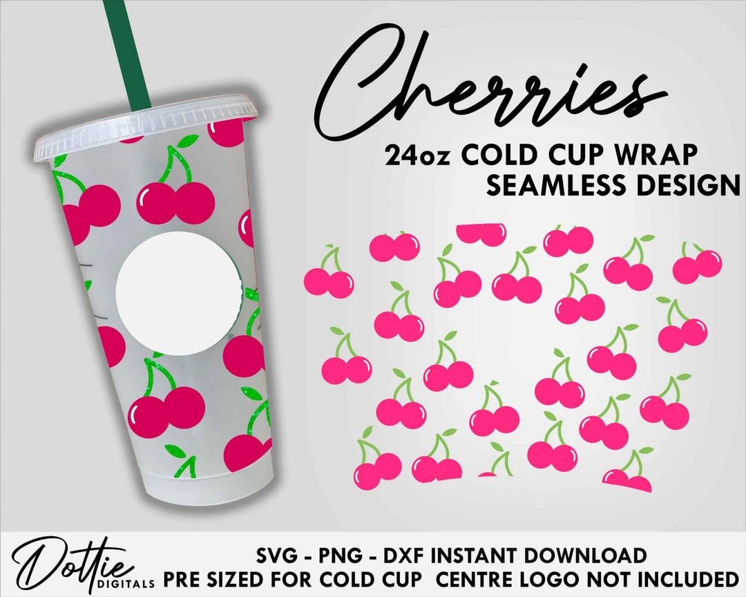 Sbux Cherries Cold Cup SVG PNG DXF Cutting File 24oz Cherry Venti Cup ...