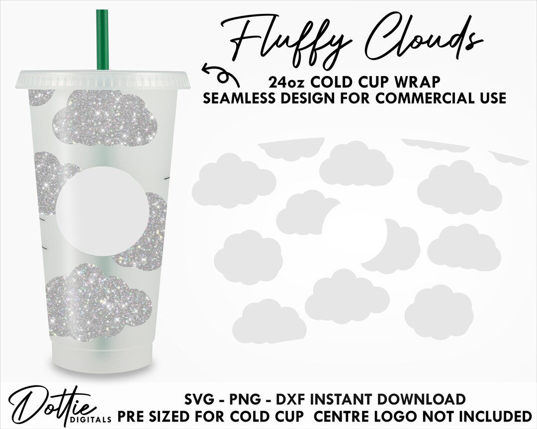 Fluffy Clouds Sbux Cold Cup SVG PNG DXF Cut File 24oz Cloudy Cloud Sky ...
