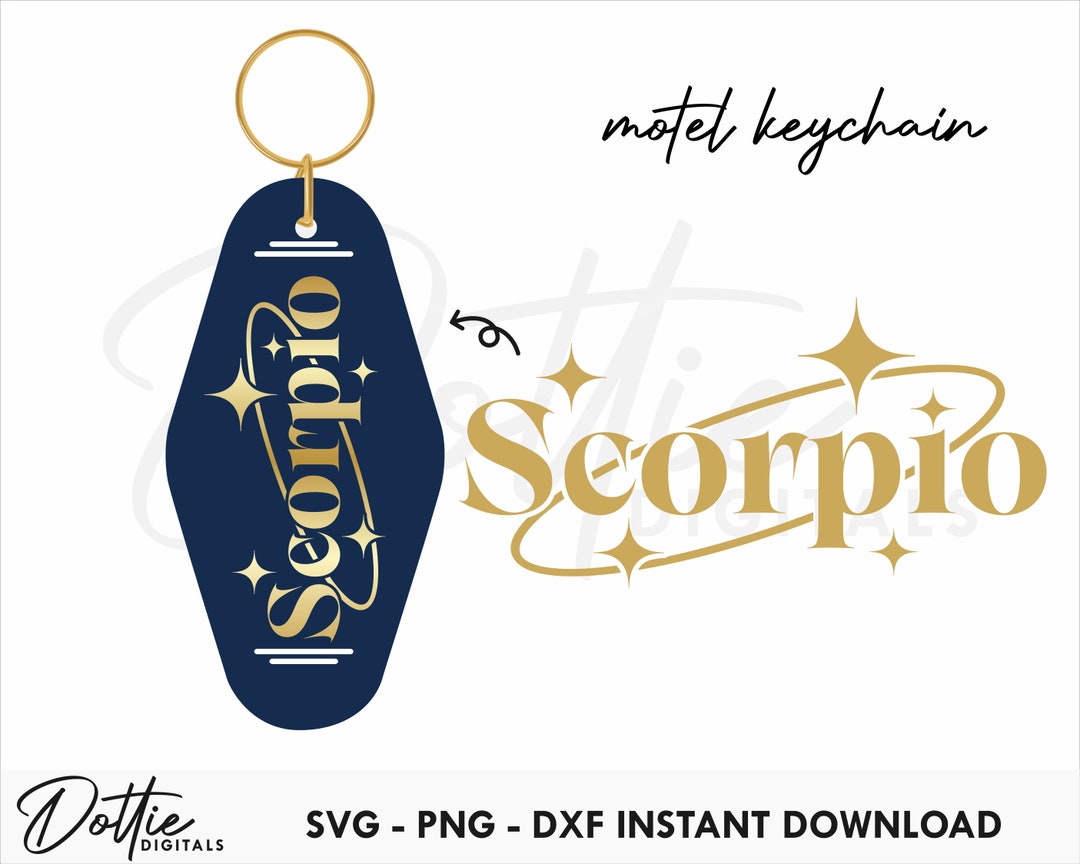 Scorpio Motel Keychain SVG PNG DXF - Zodiac Hotel Keyring Design Svg ...