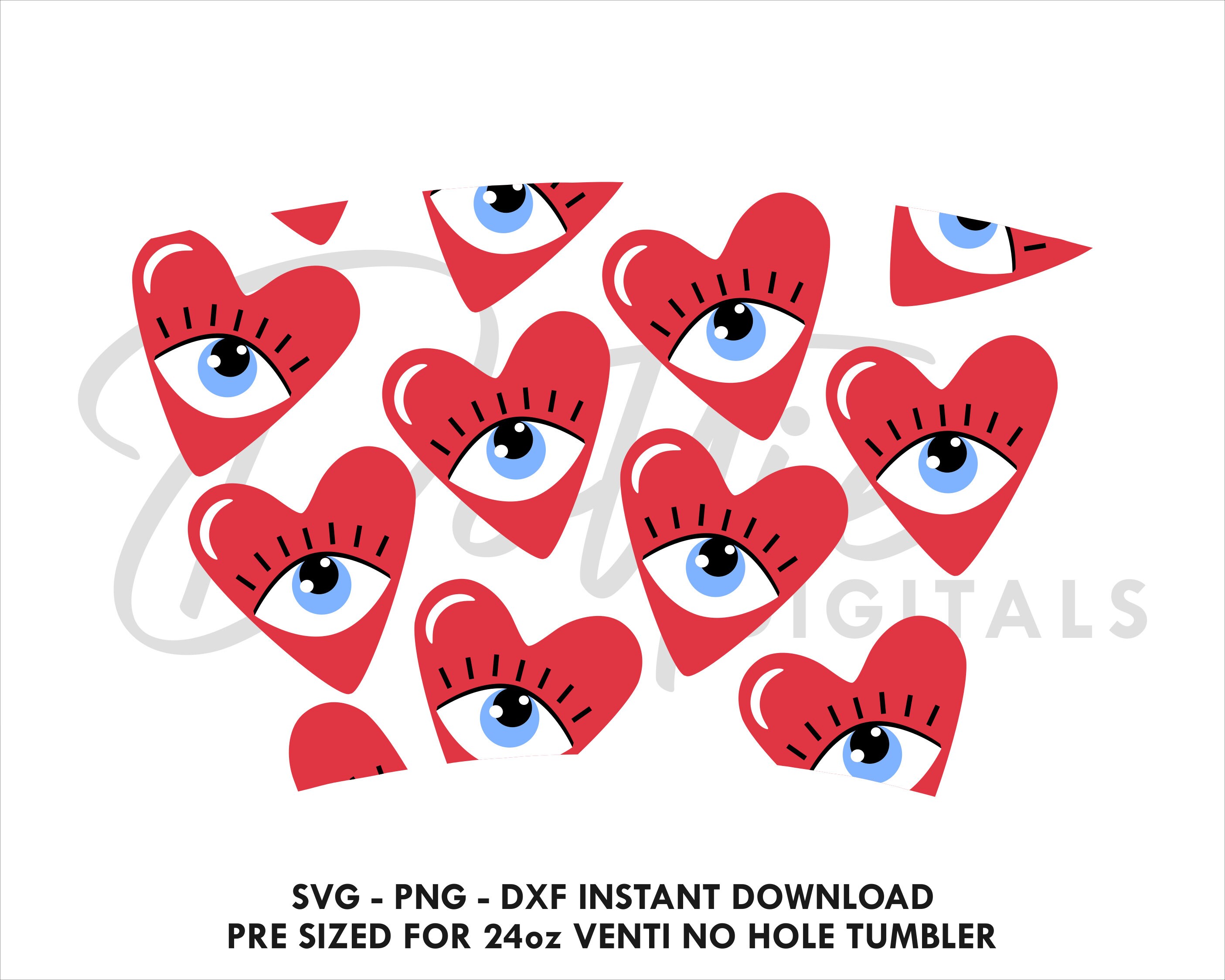 Eye Hearts Sbux Cold Cup No Hole SVG PNG Dxf - Download No Gap Funky ...