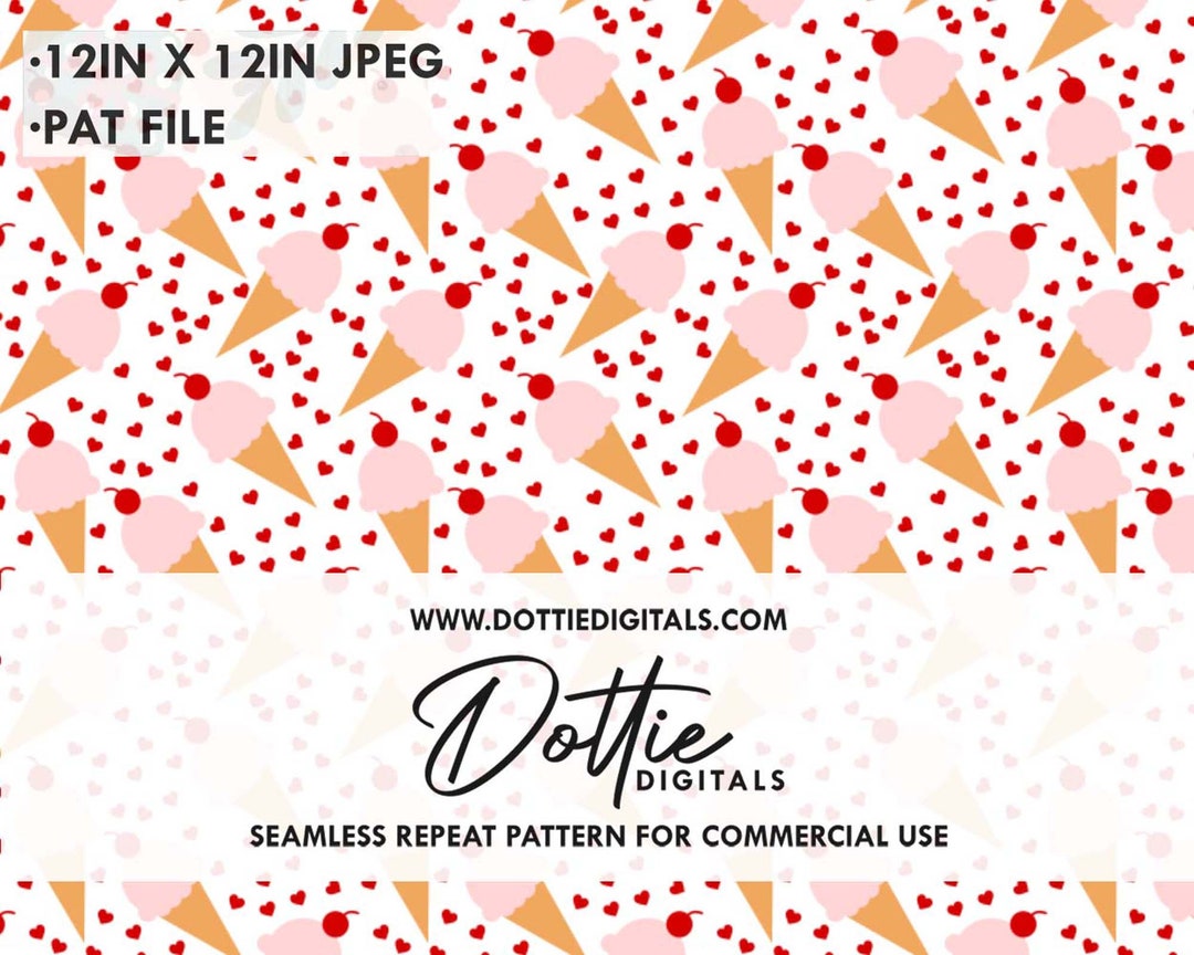 Ice Cream Cones Seamless Pattern - Strawberry Repeat Pattern JPG PAT ...