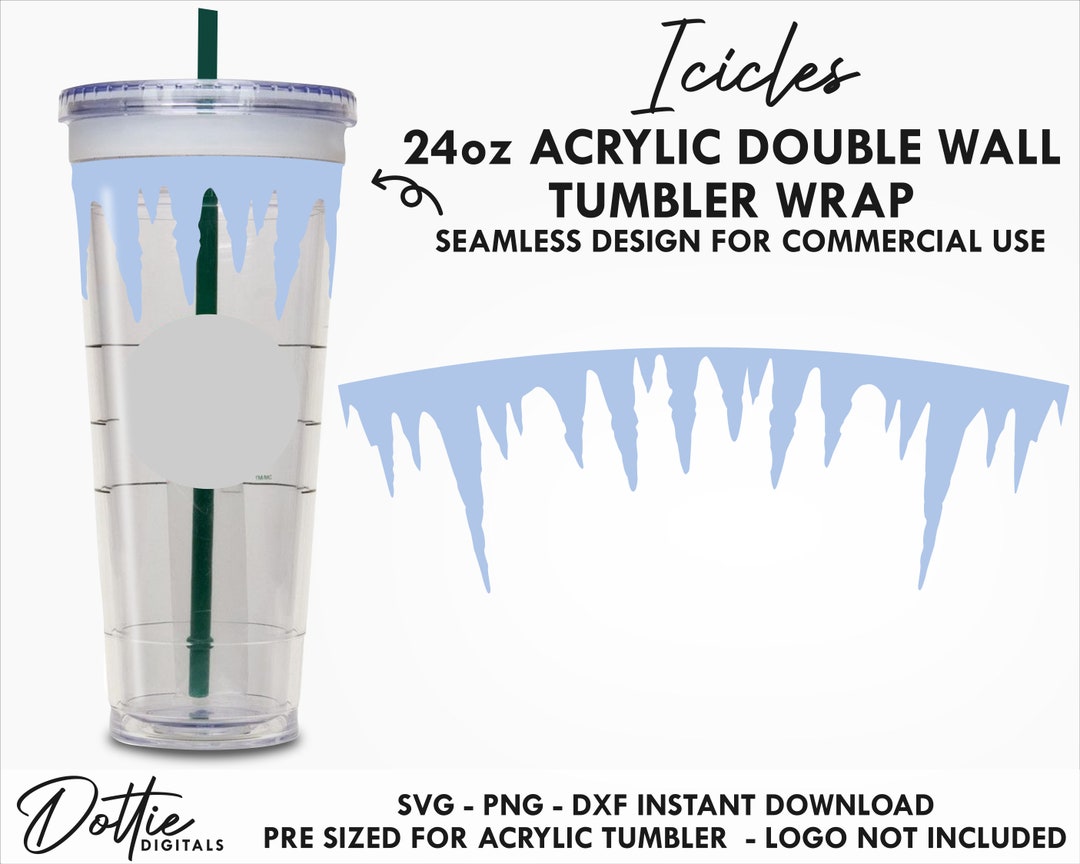 Icicles Sbux 24oz Acrylic Tumbler SVG PNG DXF Xmas Ice Drips Snowy ...