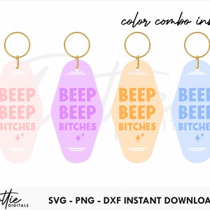 Beep Beep Bitches Quote Motel Keychain SVG PNG DXF - Fun Retro Hotel ...