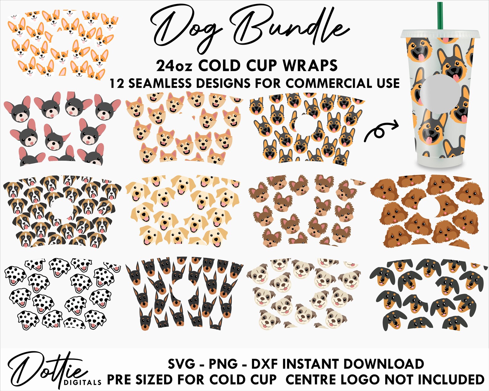 Dog Breed BUNDLE Sbux Cold Cup SVG PNG Dxf Pet Puppy Dogs - Etsy
