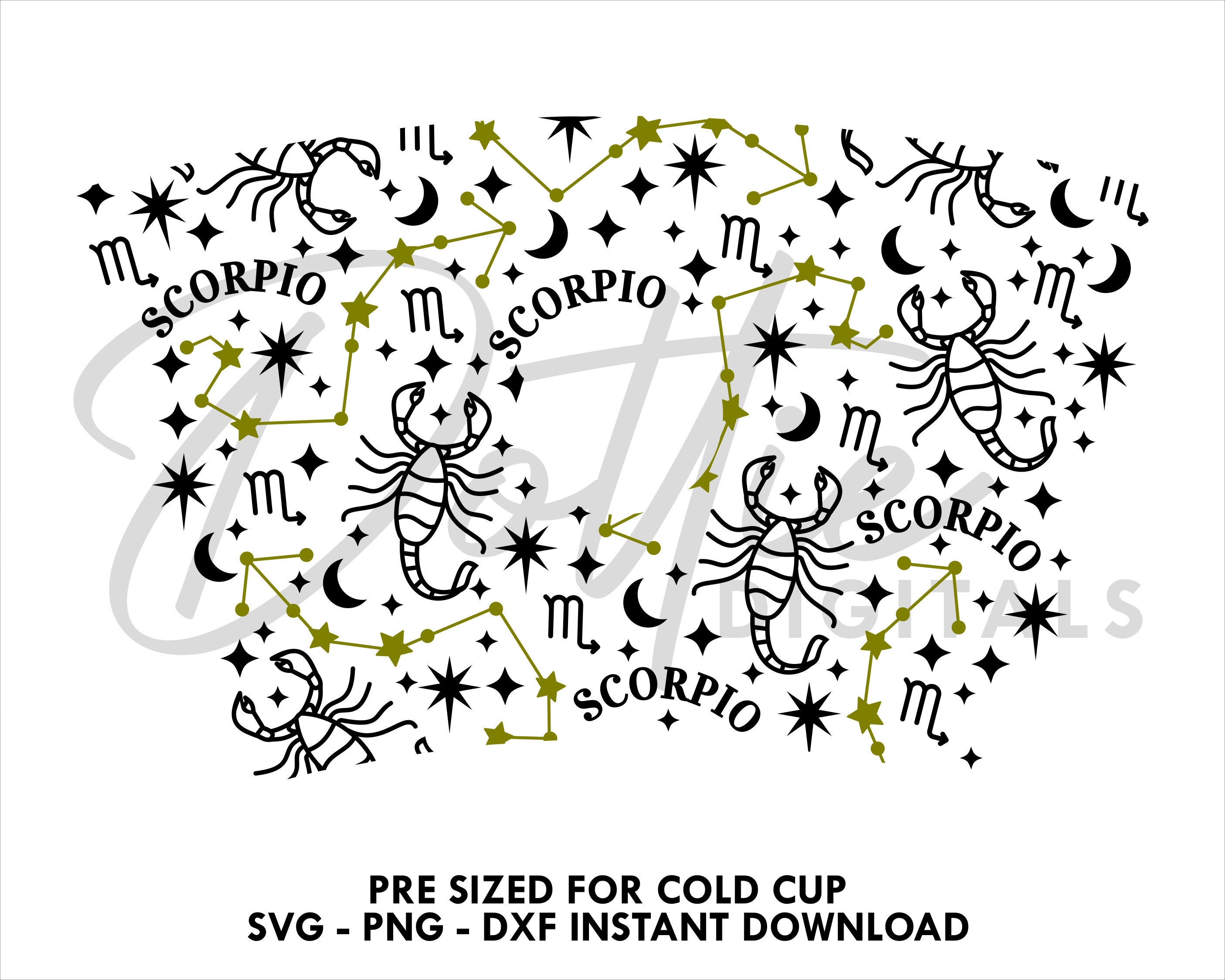 Scorpio Sbux Cold Cup SVG PNG DXF Scorpion Zodiac Star Sign Cutting ...