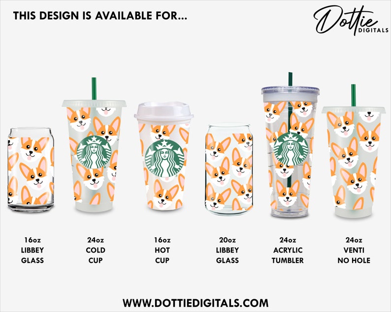 Corgi Glass Wrap SVG Dog Breeds Puppy 16oz Can Svg PNG DXF Cup - Etsy
