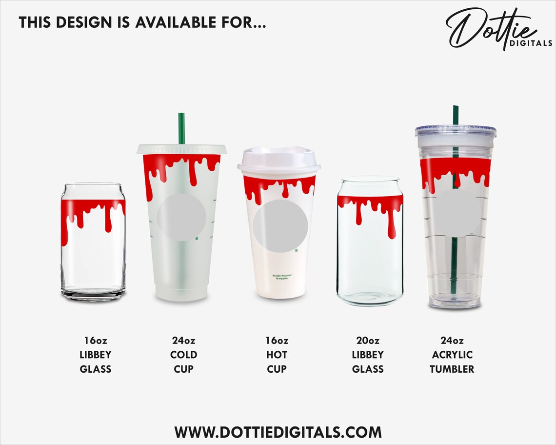 Spooky Cup SVG PNG DXF Blood Drip Halloween Cutting File 24oz - Etsy