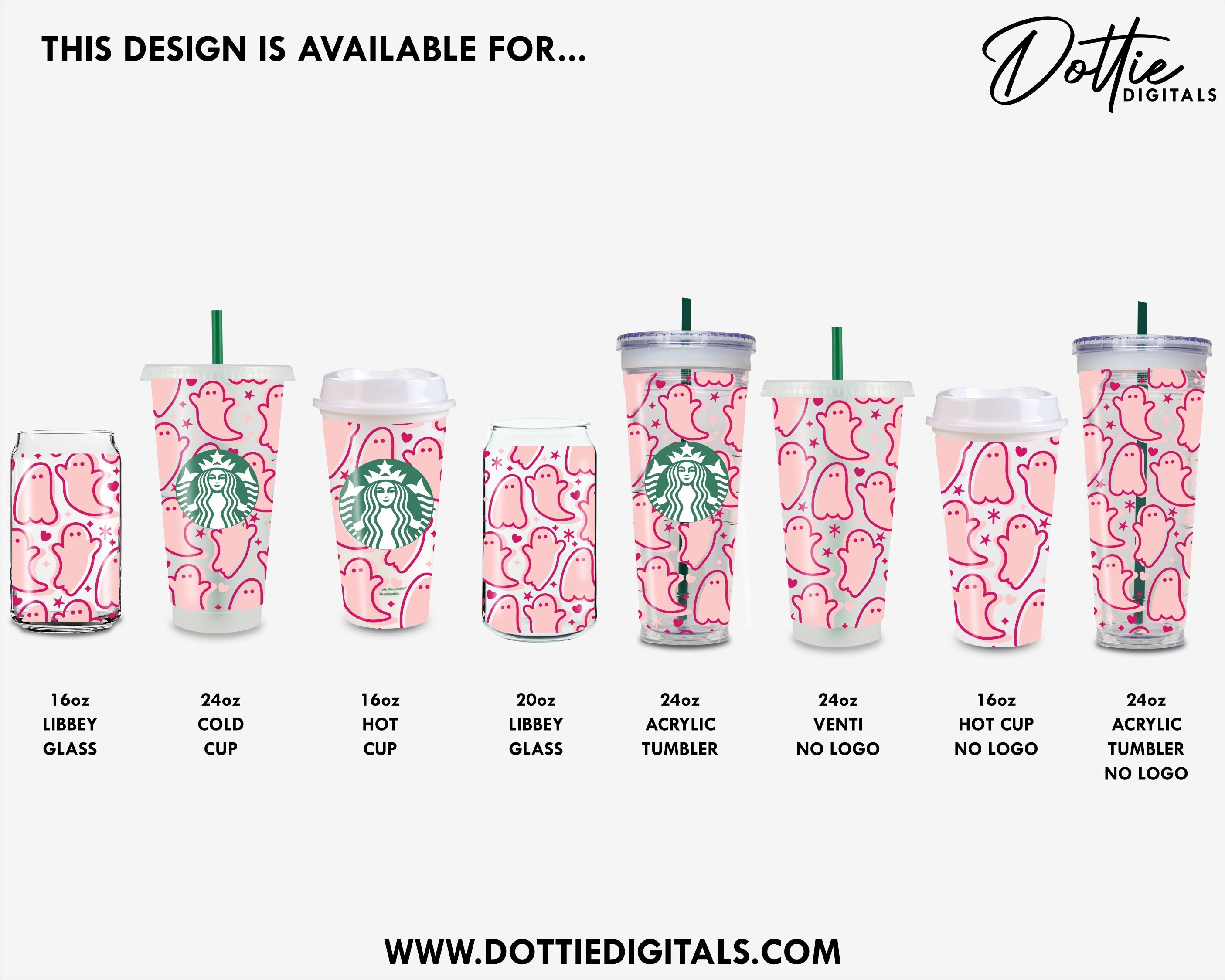 Cute Ghosts Glass Wrap SVG Halloween Boo Pink Layered 16oz Can - Etsy UK