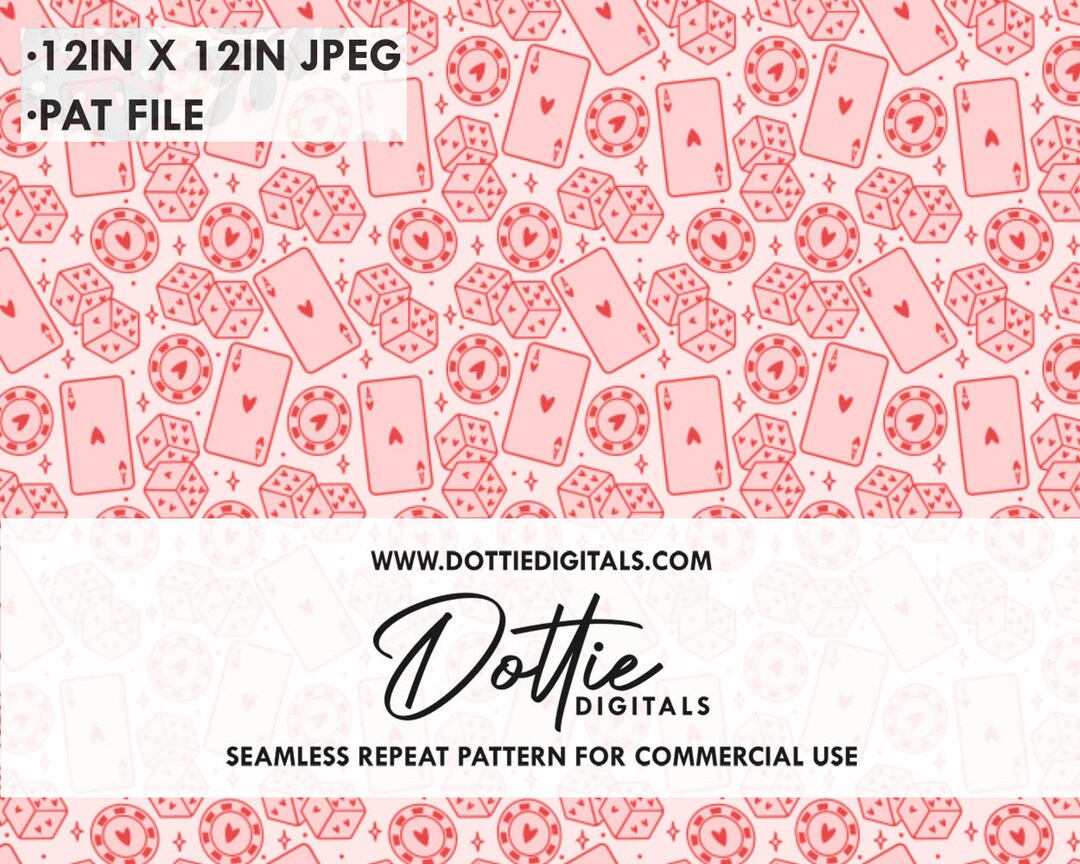 Lucky in Love Seamless Pattern - Pink Casino Repeat Pattern JPG PAT ...