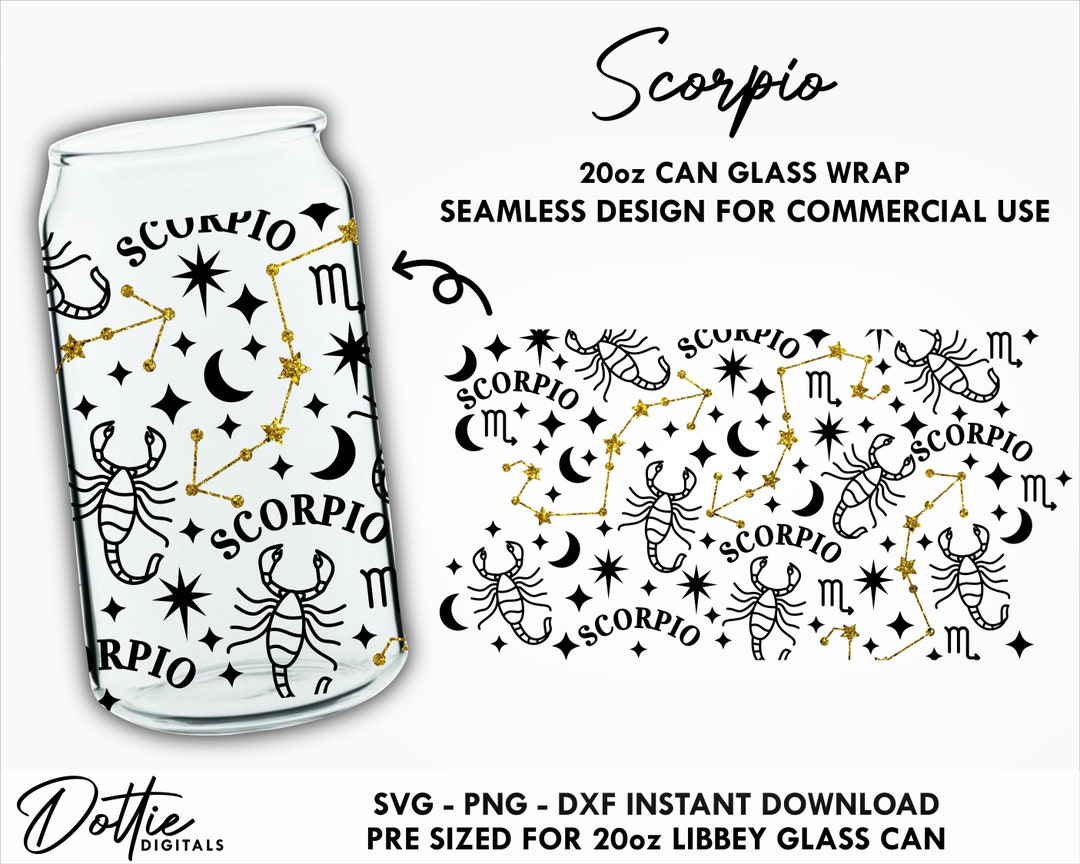 Scorpio 20 Oz Beer Glass Can Zodiac Lobster Star Sign SVG Beer Can ...