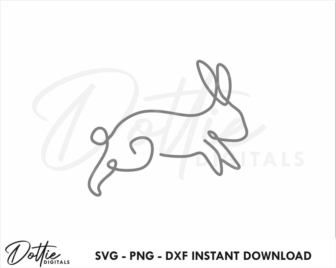 Line Drawing Hopping Bunny SVG PNG DXF - Easter Bunny Cutting File ...