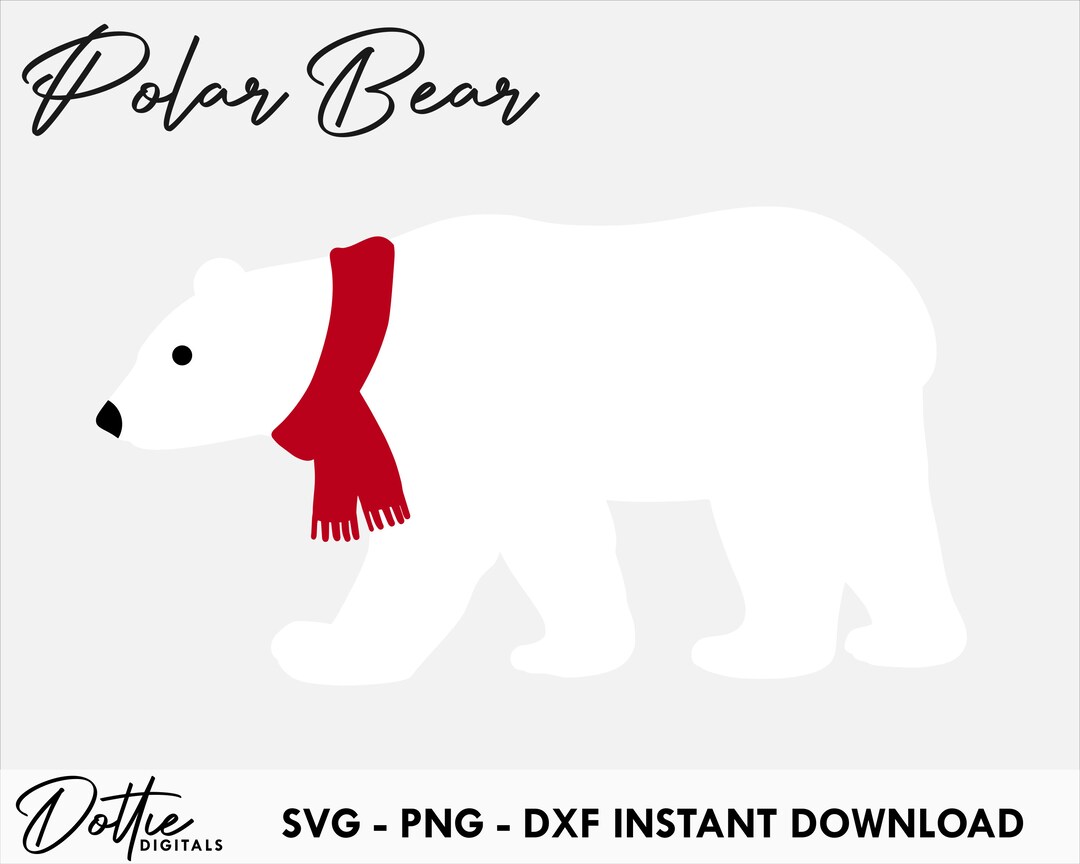 Polar Bear SVG PNG DXF Cute Winter Cutting File Christmas Instant ...