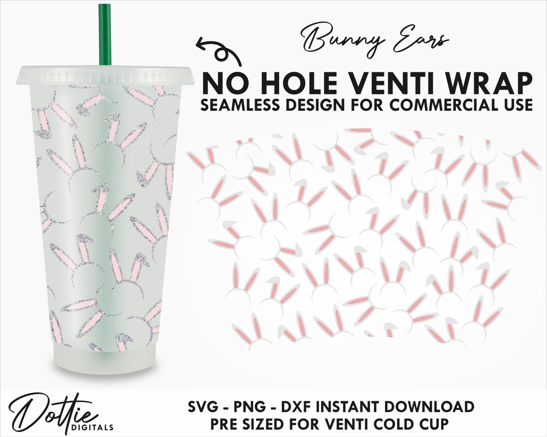 Bunny Ears 24oz Cold Cup No Hole SVG PNG Dxf No Gap Easter Rabbit ...