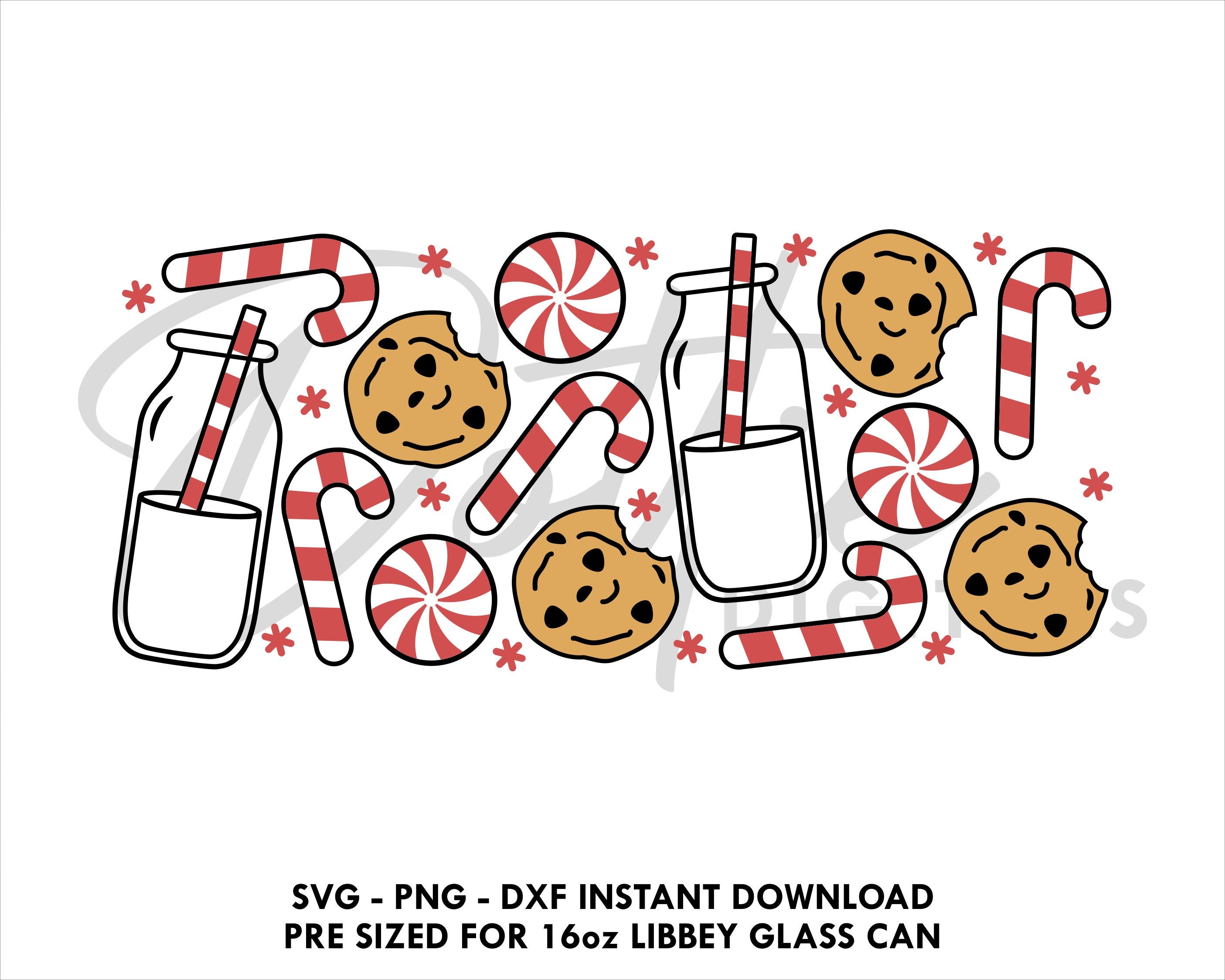 Milk and Cookies Candy Glass SVG Festive Santa Snacks - Etsy