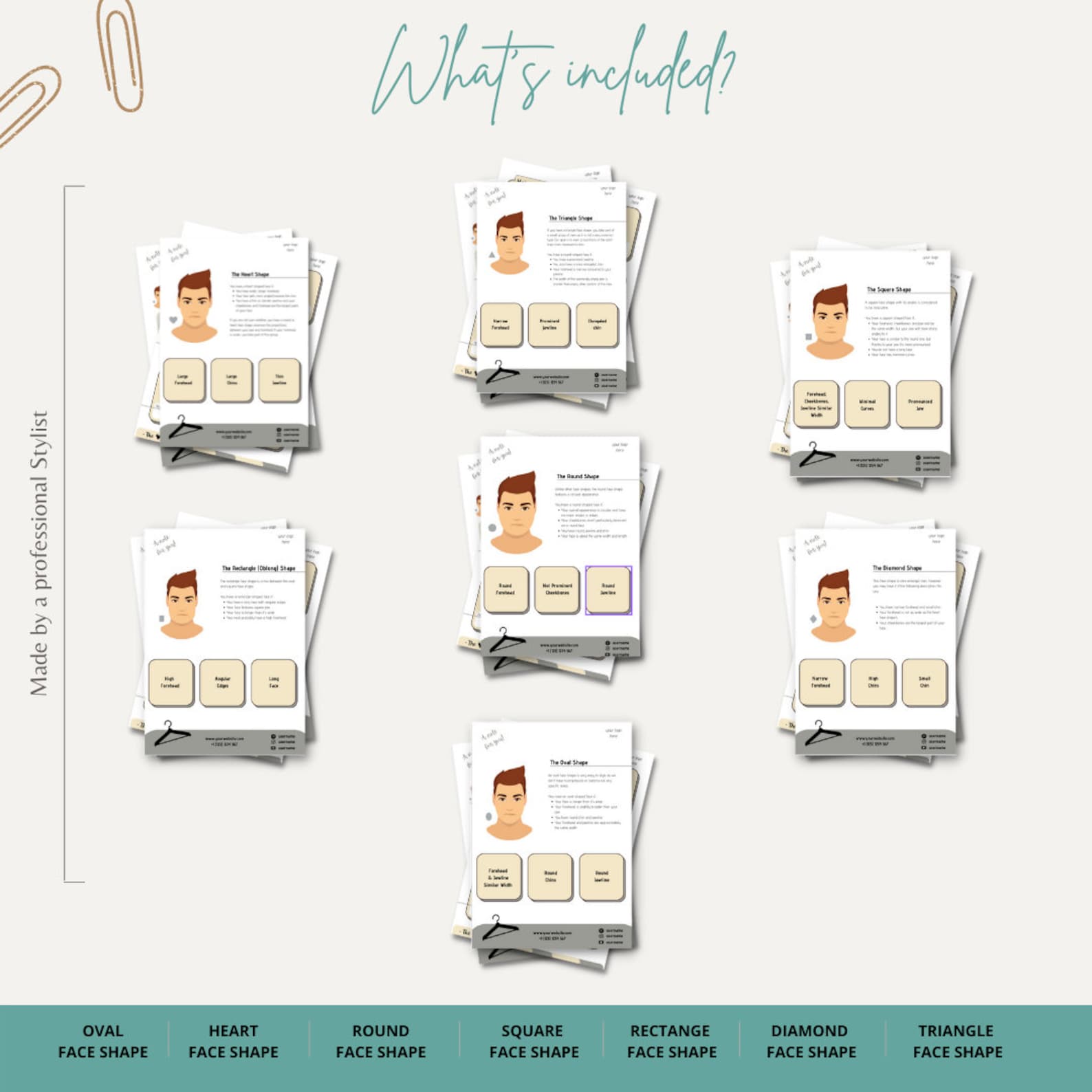 MEN FACE SHAPE Analysis Editable Face Shape Guide Canva Template for ...