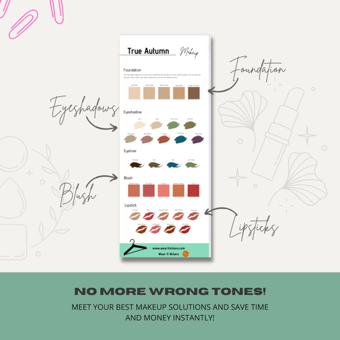 TRUE AUTUMN Seasonal Color Palette and Makeup Palette - Etsy