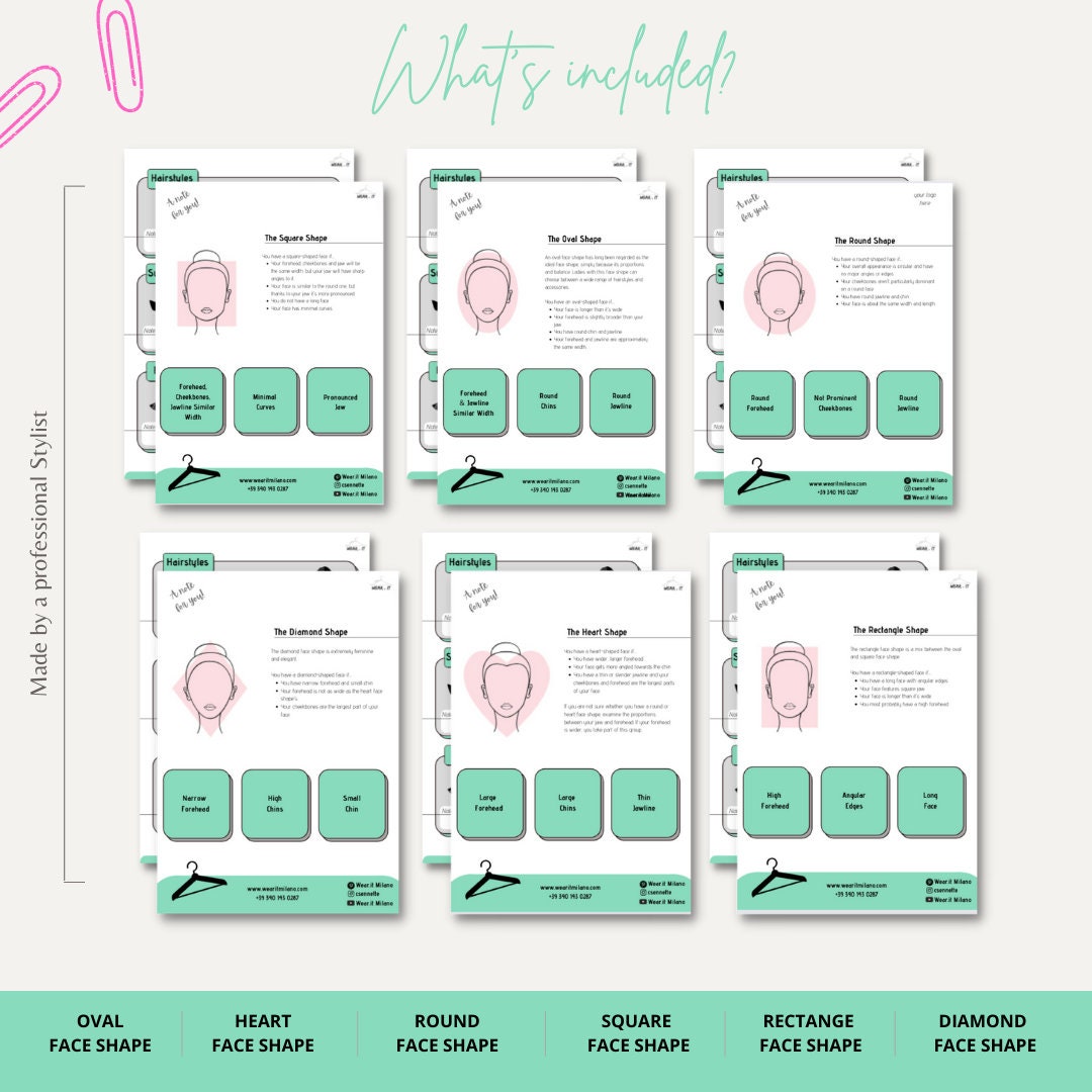 FACE SHAPE Downloadable PDF A4 for Stylists Hairdressers Hairstylists ...