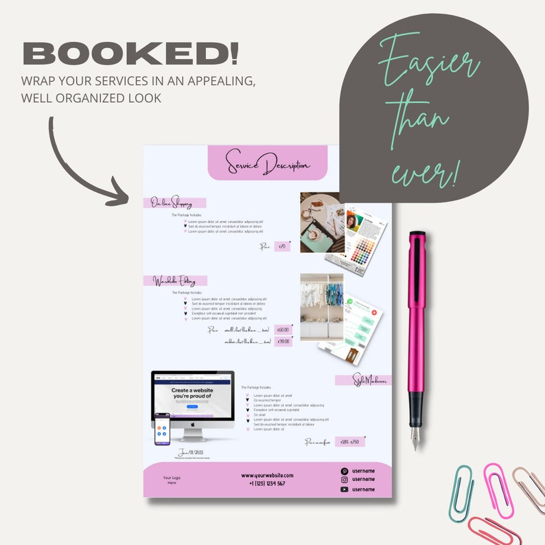 STYLIST Service Provider Kit Editable Canva Template - Invoice, Sedvice ...