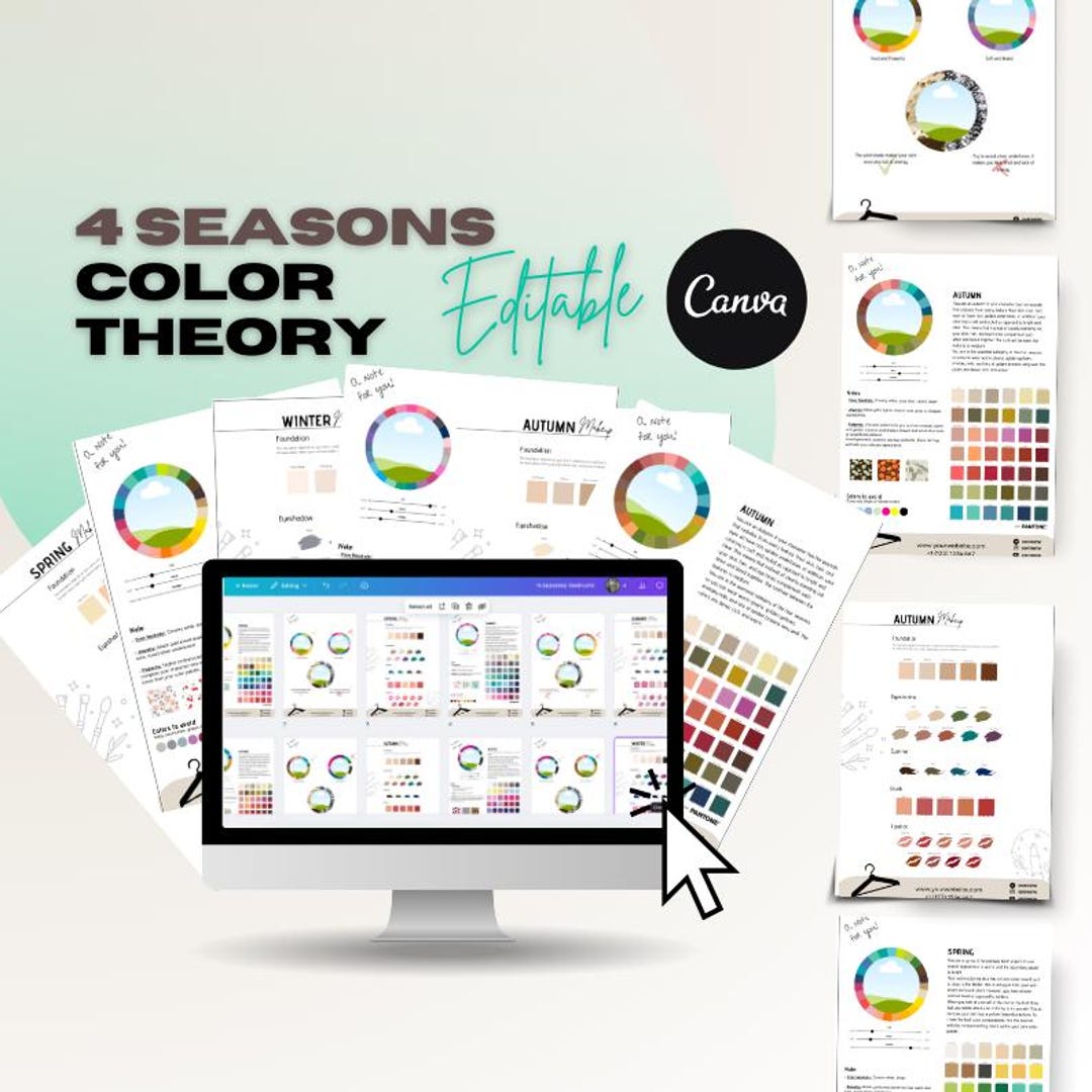 Editable 4 Seasons Color Analysis Canva Template for Stylists (digital ...