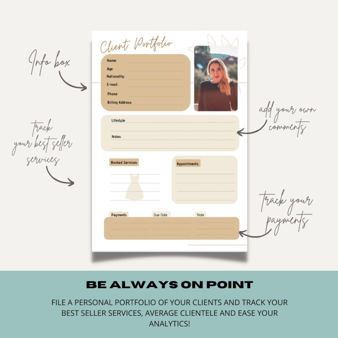 CLIENT PORTFOLIO Editable Canva Template Printable PDF Track Payments ...