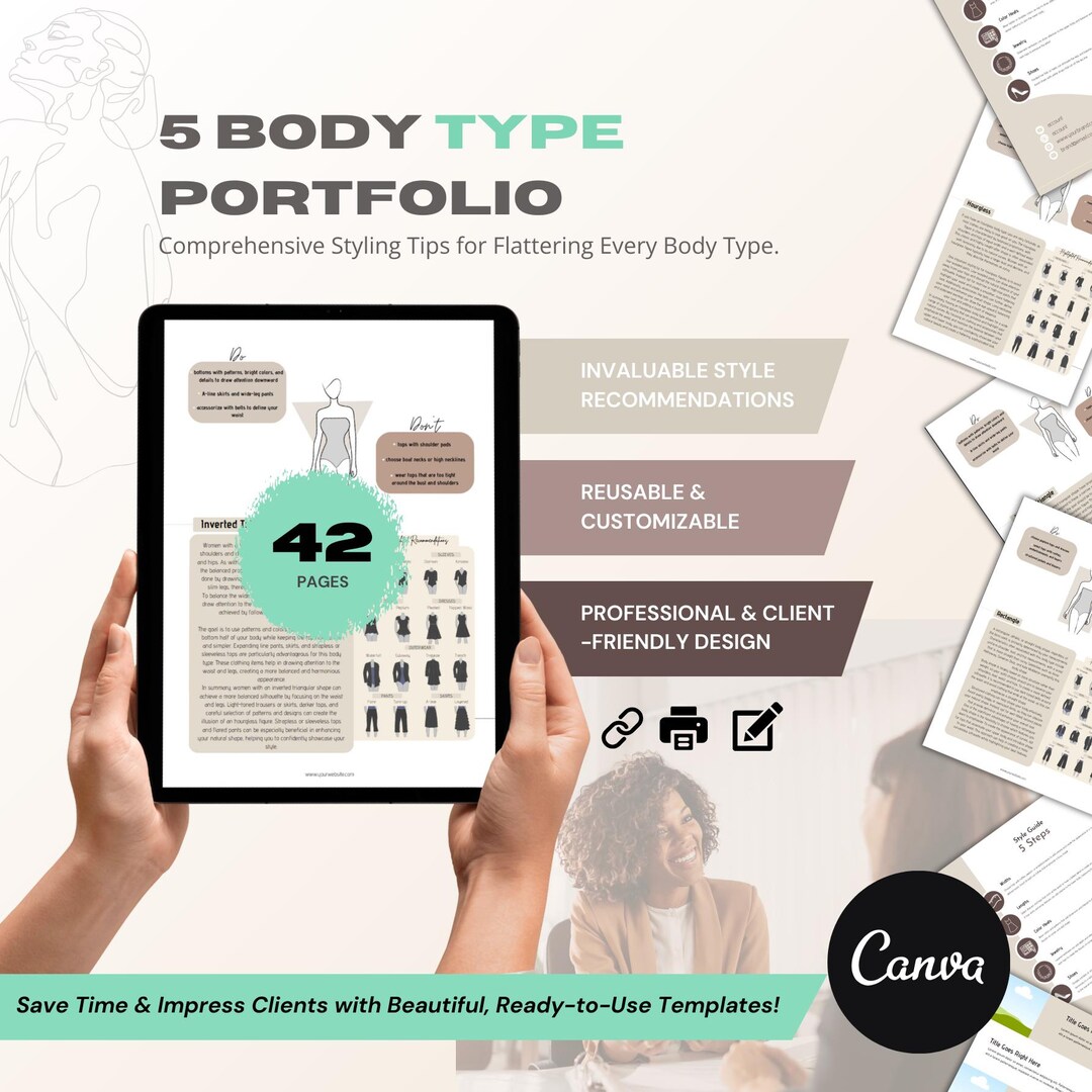 5 Body Types Editable Canva Template for Stylists - How to Style Guide ...