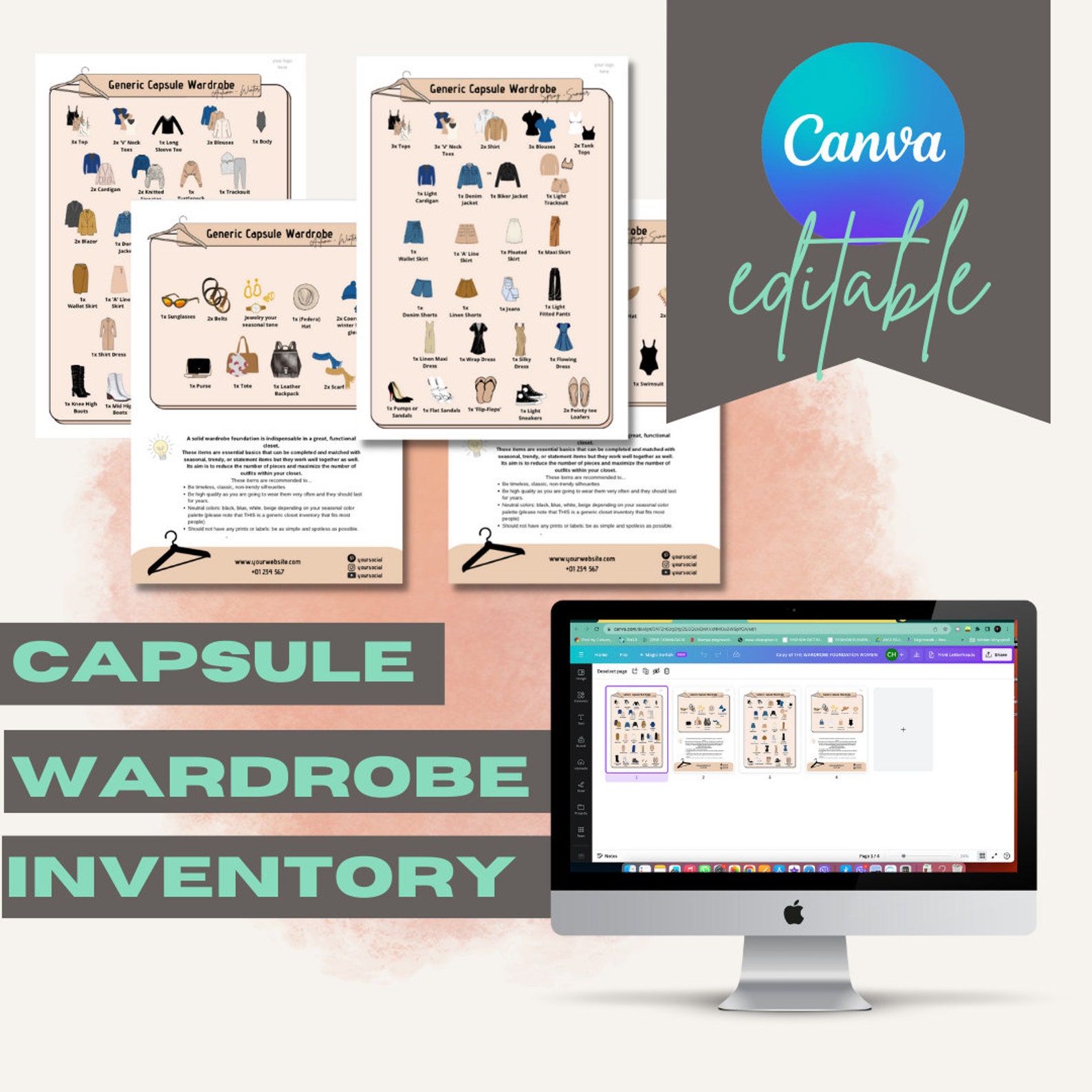 Wardrobe Foundation Checklist Editable Capsule Wardrobe for Personal ...