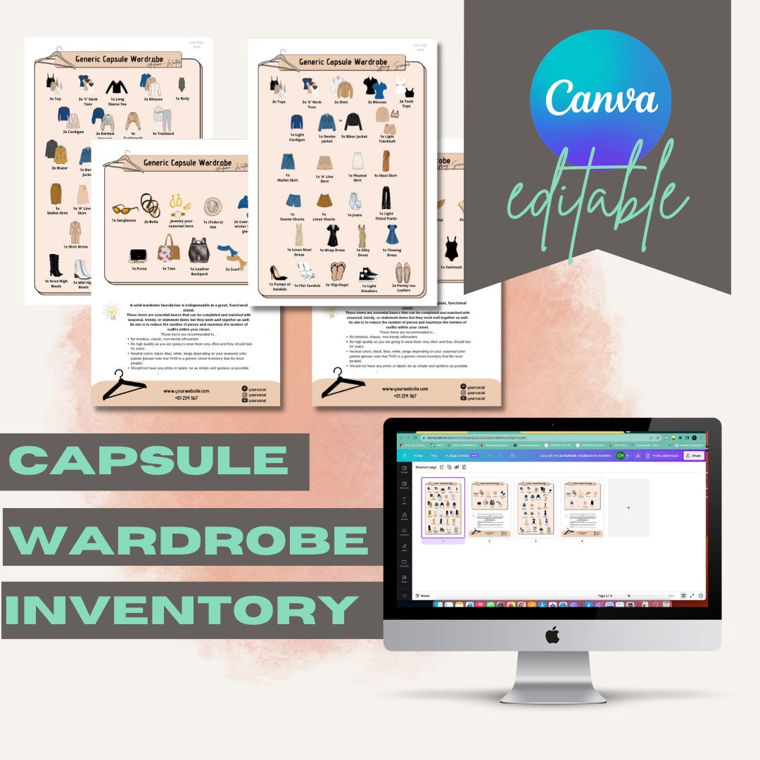 Wardrobe Foundation Checklist Editable Capsule Wardrobe for Personal ...