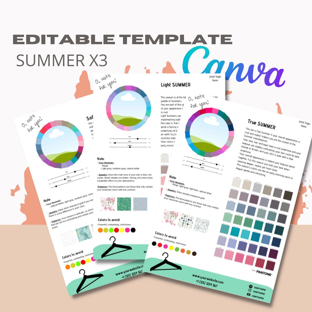 Summer Seasonal Templates Editable Canva Document for Stylist Business ...