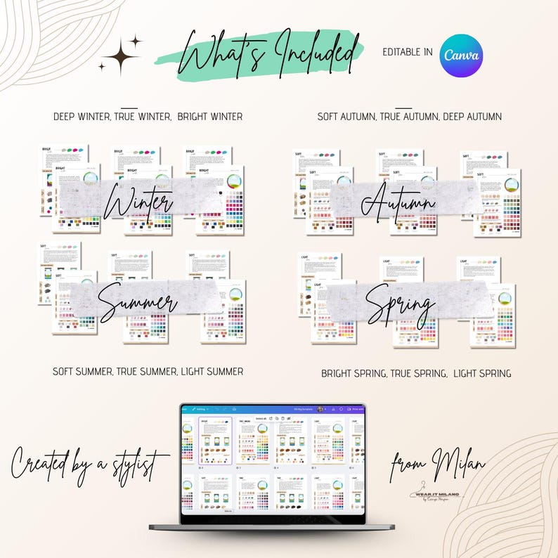 12 Seasons Canva Template for Color Analysis • Personal Stylist Kit ...