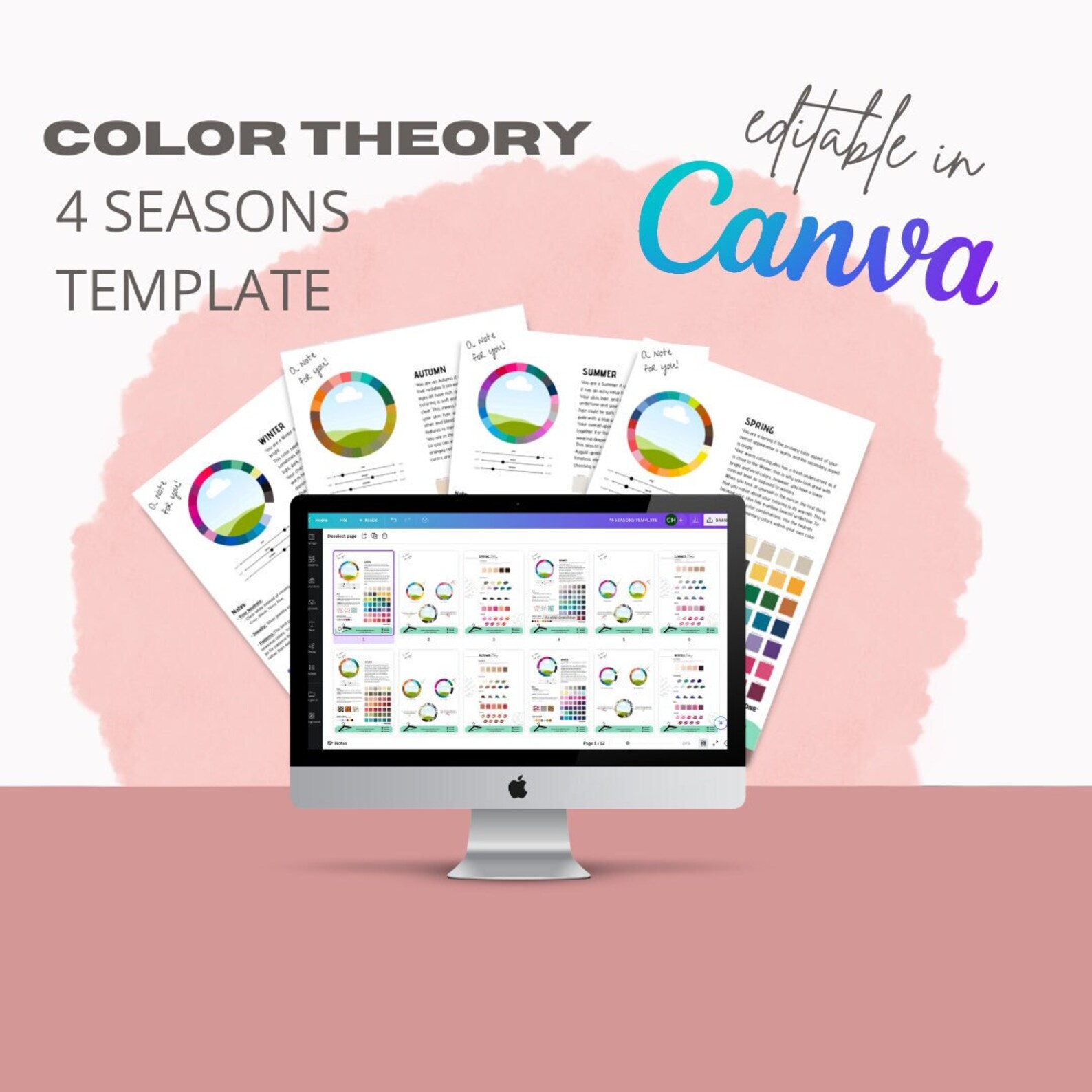 4 SEASONS Editable Template in Canva Color Theory Analysis - Etsy