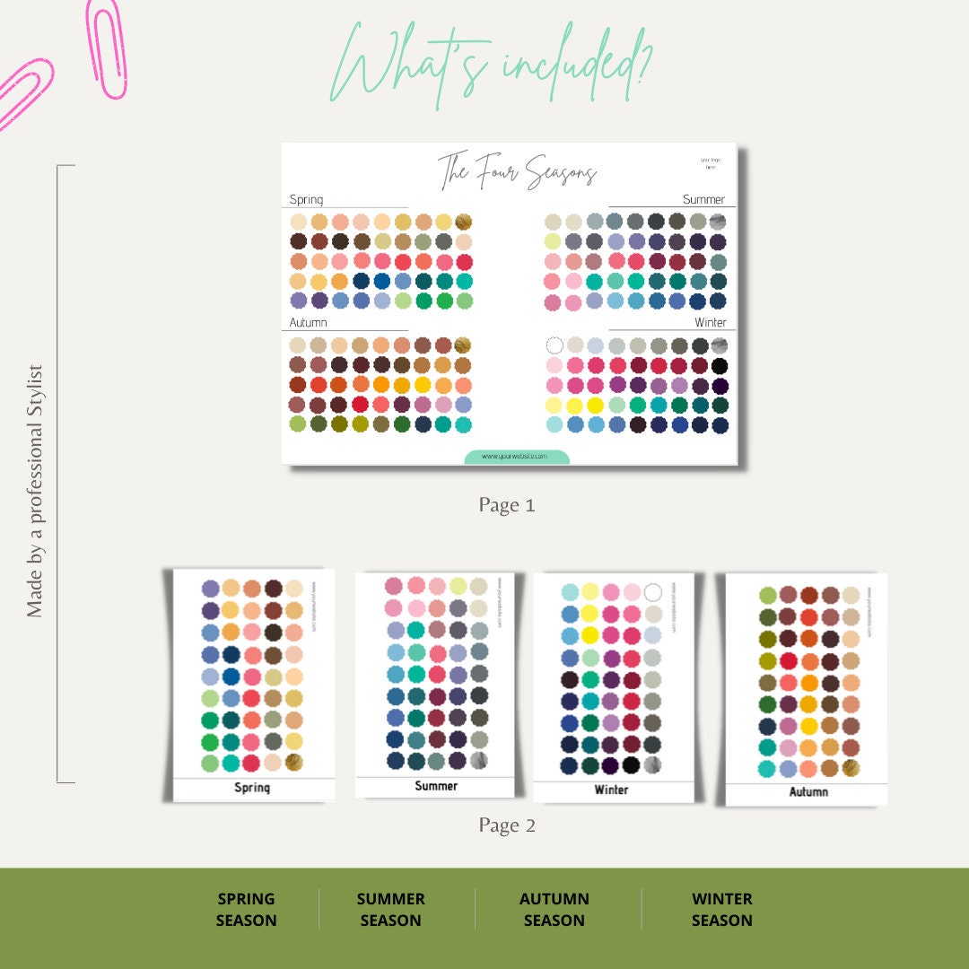 Seasonal Color Analysis Kit Canva Four Seasons Color Palette Template ...