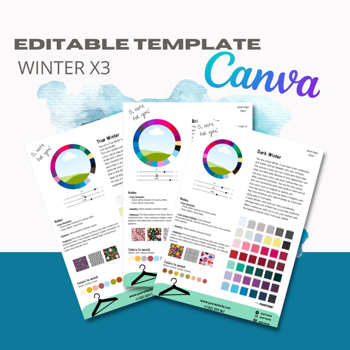 Winter Seasonal Templates Editable Canva Document for Stylist Business ...
