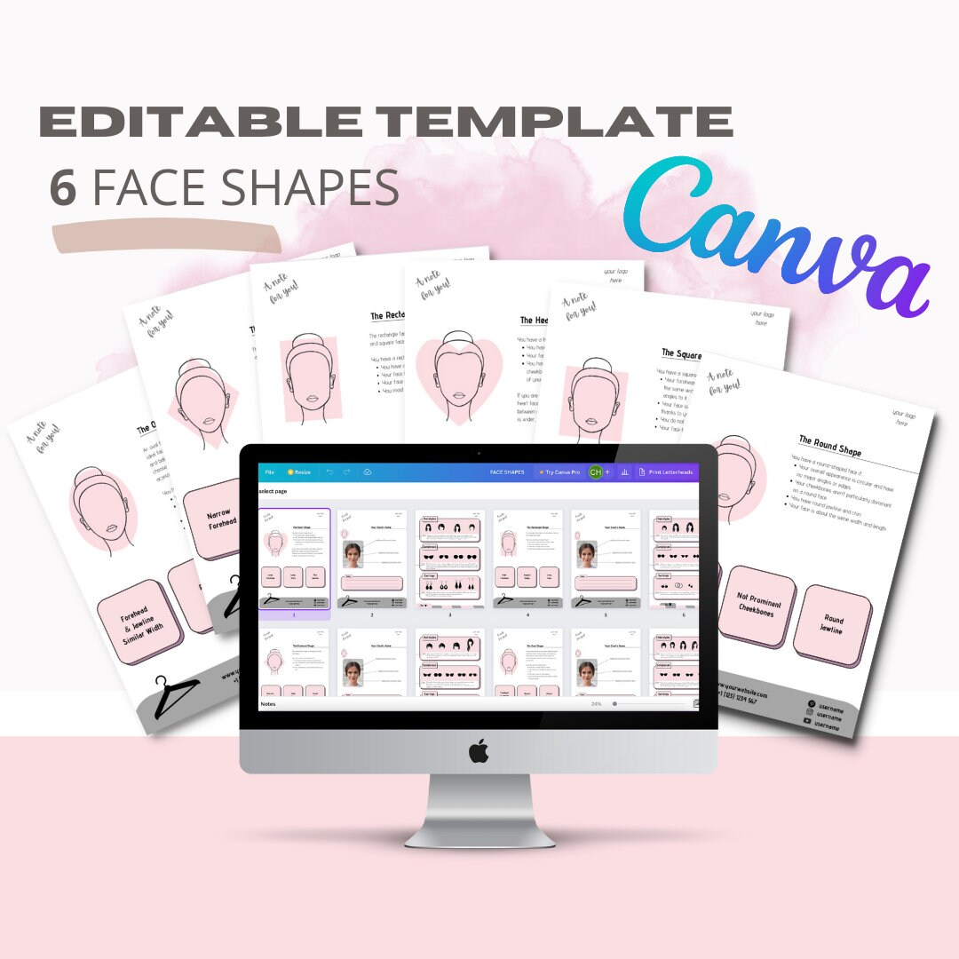 FACE SHAPE ANALYSIS Editable Face Shape Guide Canva Template for ...