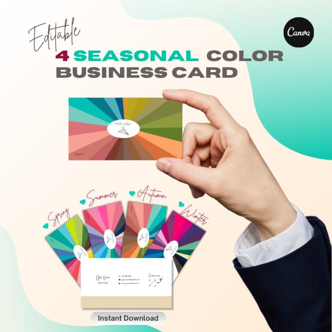 Seasonal Color Analysis Business Card Template: Canva Editable Palette ...
