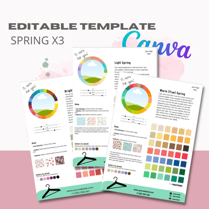 Spring Seasonal Templates Editable Canva Document for Stylist Business ...