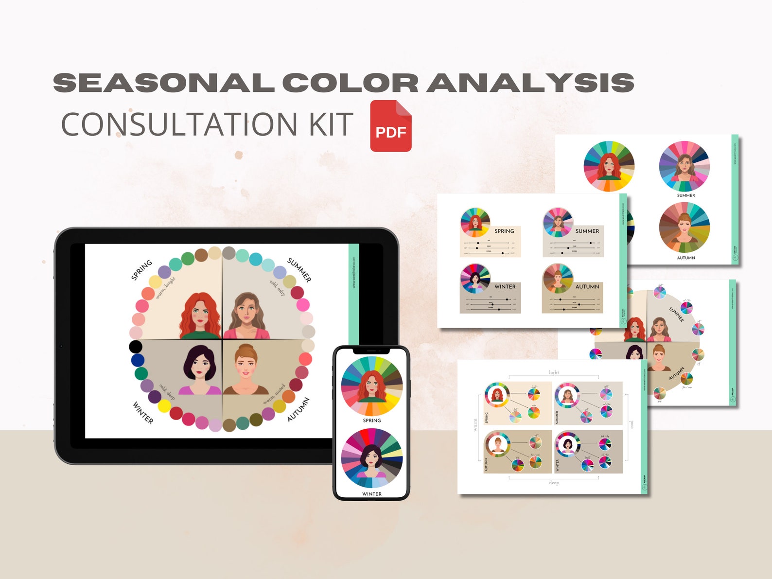 12 Seasonal Color Analysis Kit PDF for Professional Armocromia ...