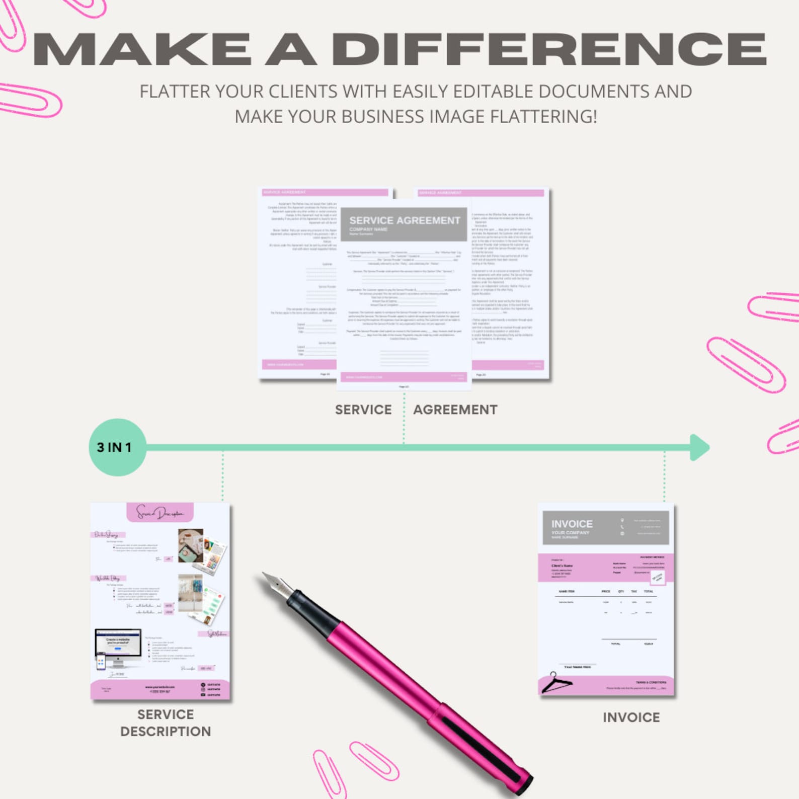 STYLIST Service Provider Kit Editable Canva Template - Invoice, Sedvice ...