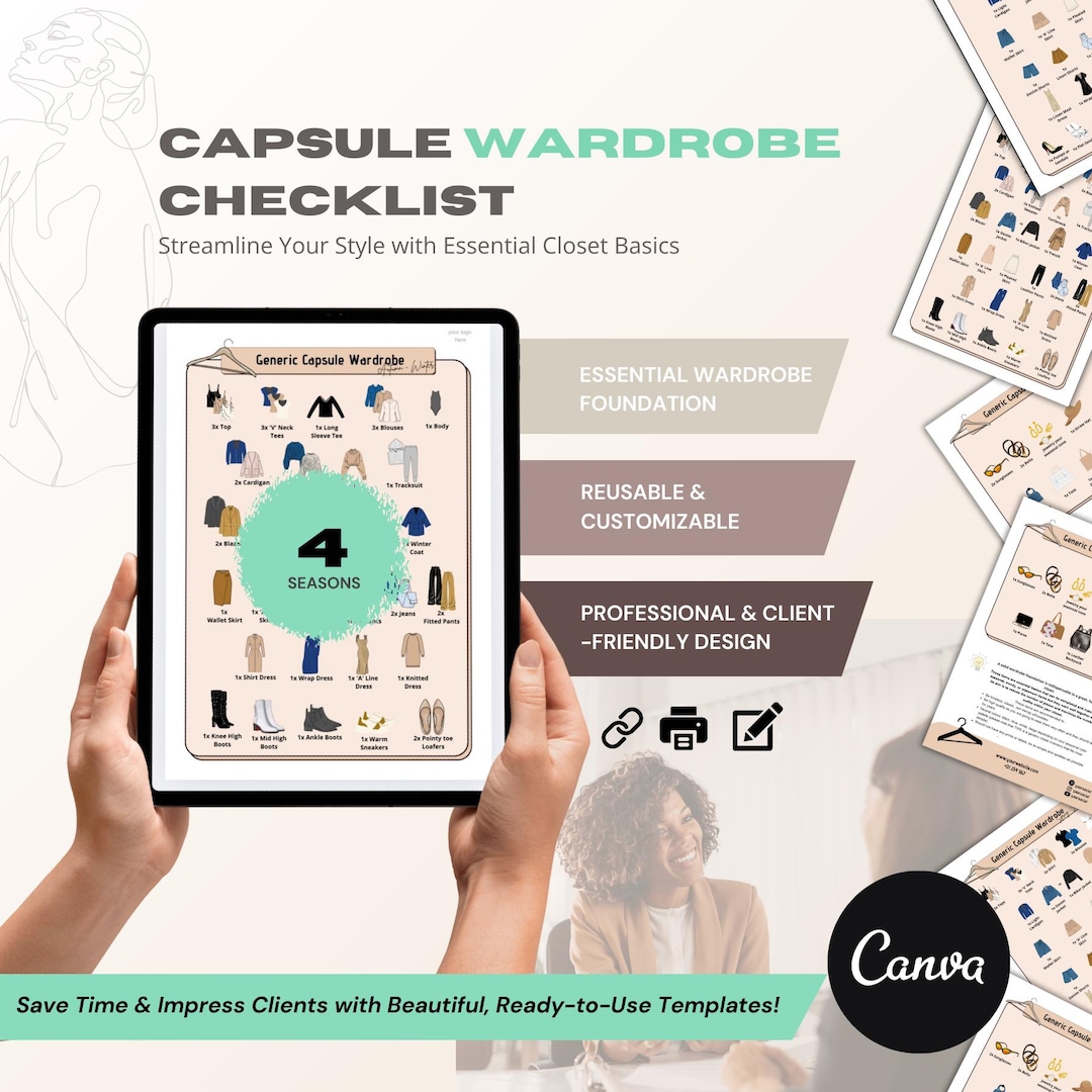 Wardrobe Foundation Checklist Editable Capsule Wardrobe for Personal ...