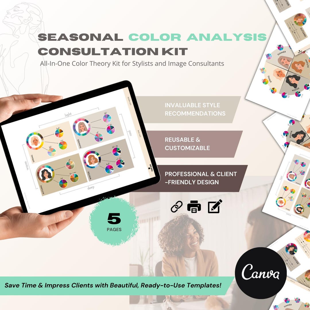 EDITABLE 12 Seasonal Color Analysis Kit Canva Template for Professional ...