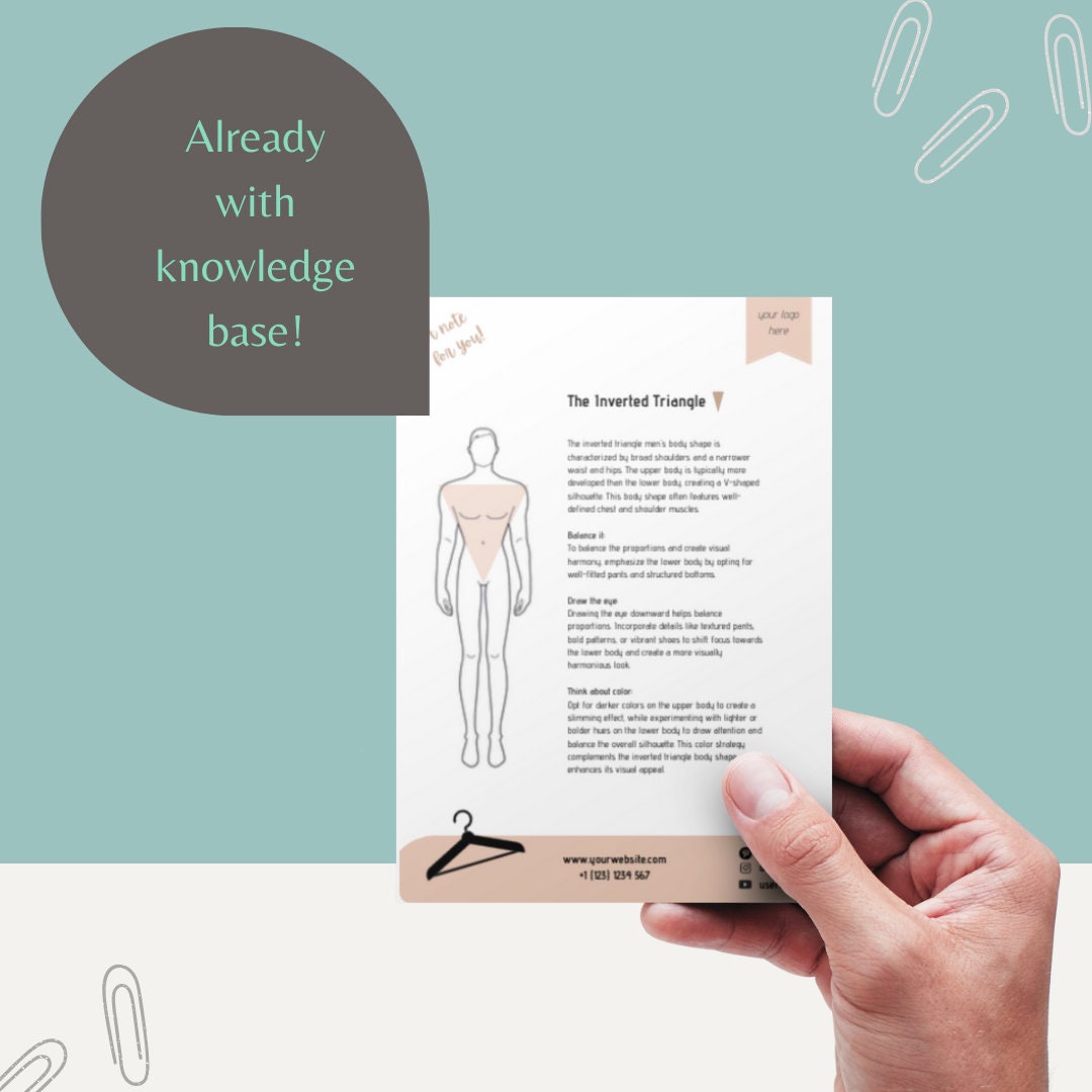 MEN Body Shape Analysis Canva Template Reusable Printable Document for ...