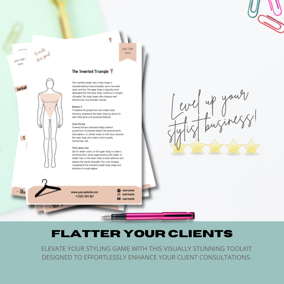 MEN Body Shape Analysis Canva Template Reusable Printable Document for ...